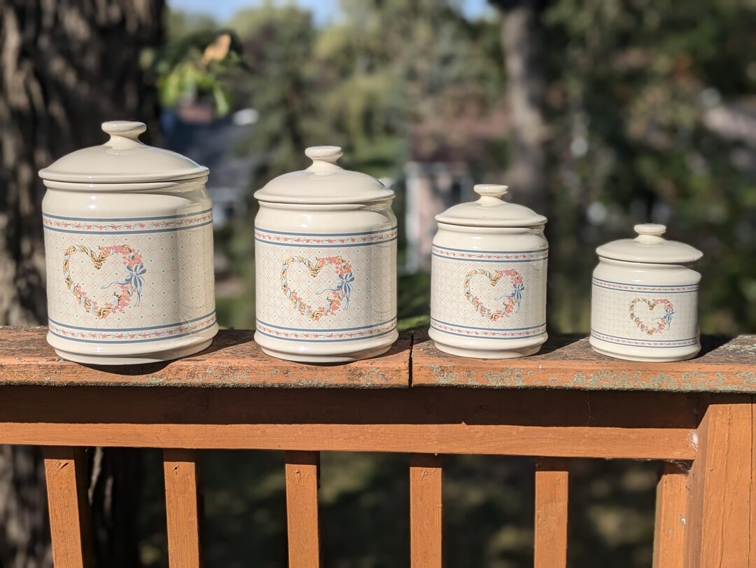 Floral Heart Floral Canister Set - Etsy
