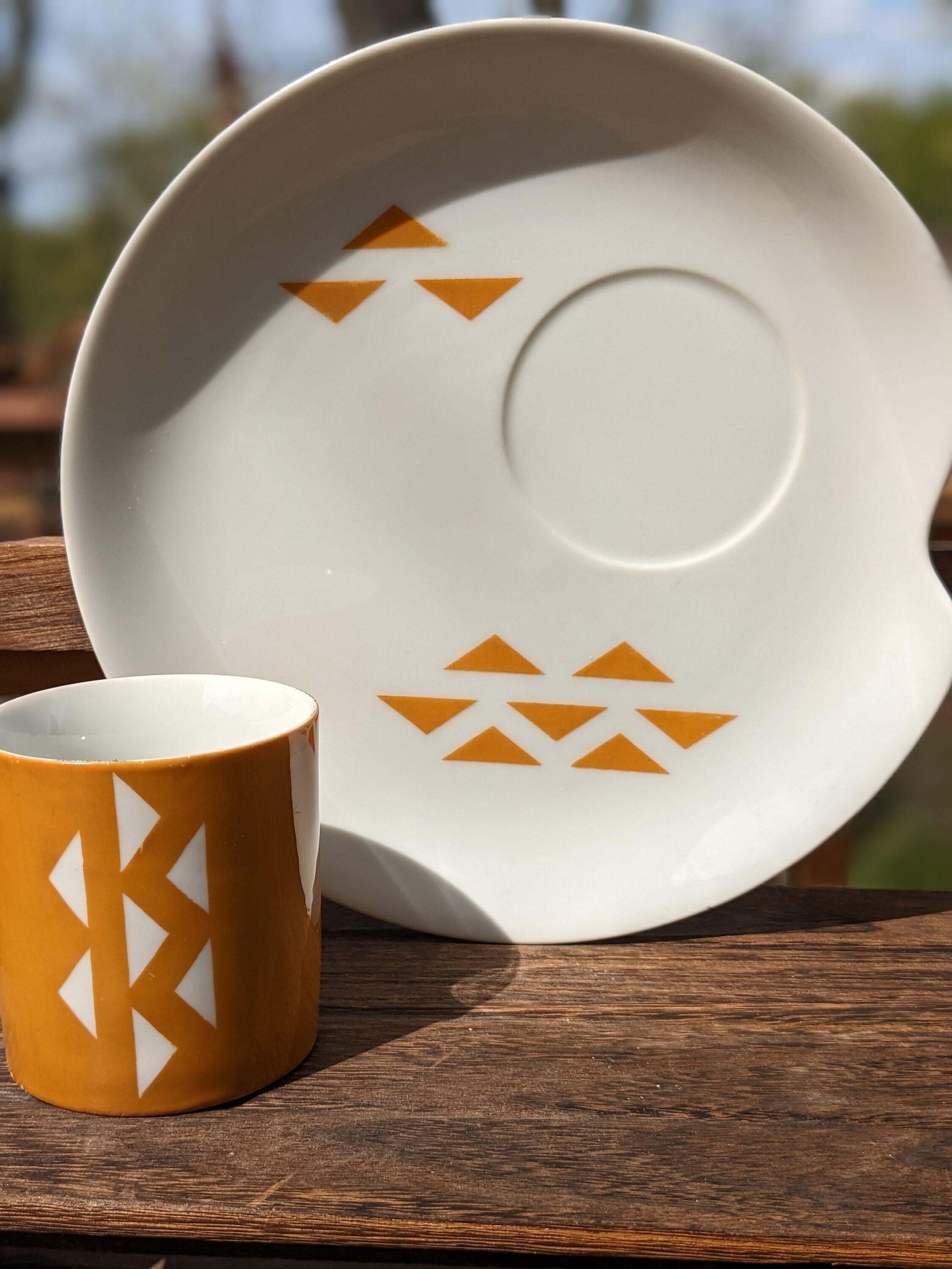 Vintage Jonas Roberts Orange Triangle Snack Set - Etsy