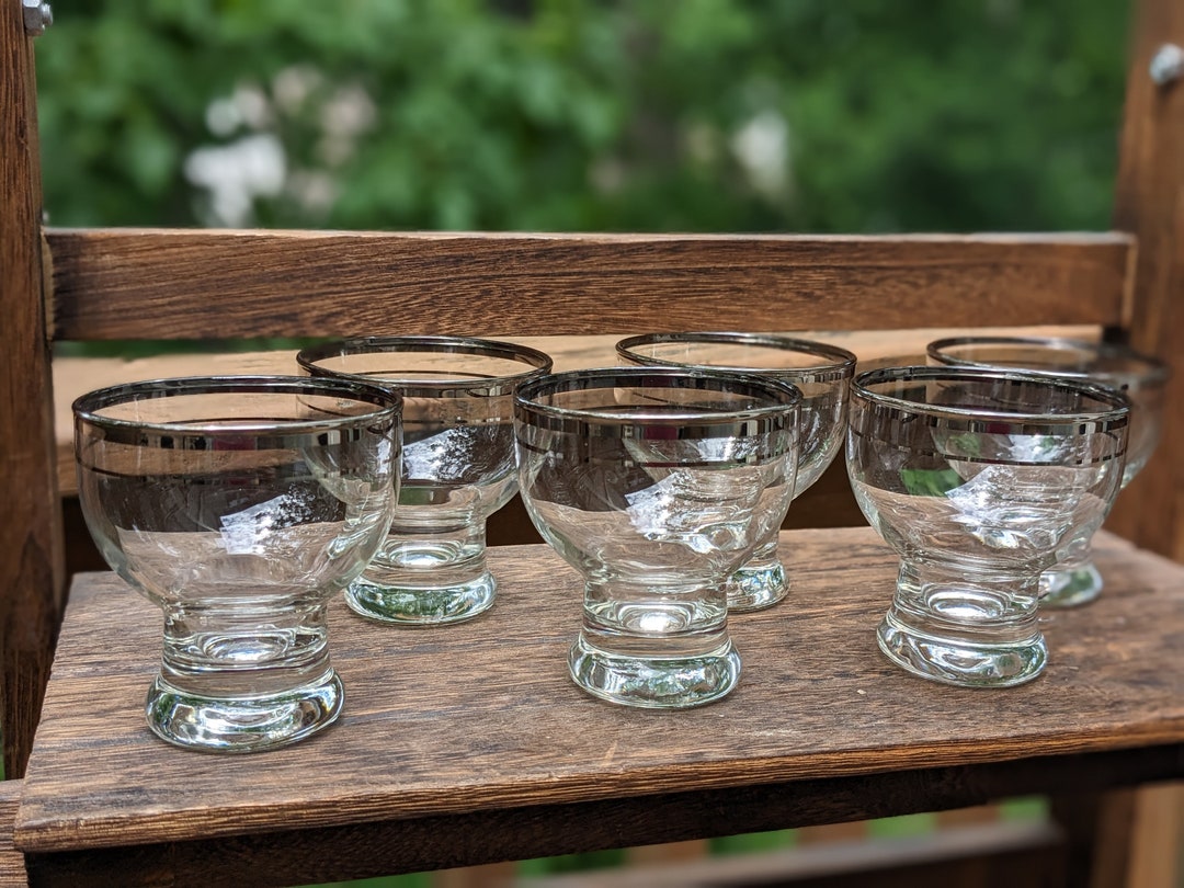 Vintage MCM Javit Young Love Cordial Platinum Crystal Cocktail Glasses ...