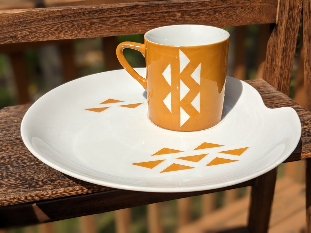 Vintage Jonas Roberts Orange Triangle Snack Set - Etsy