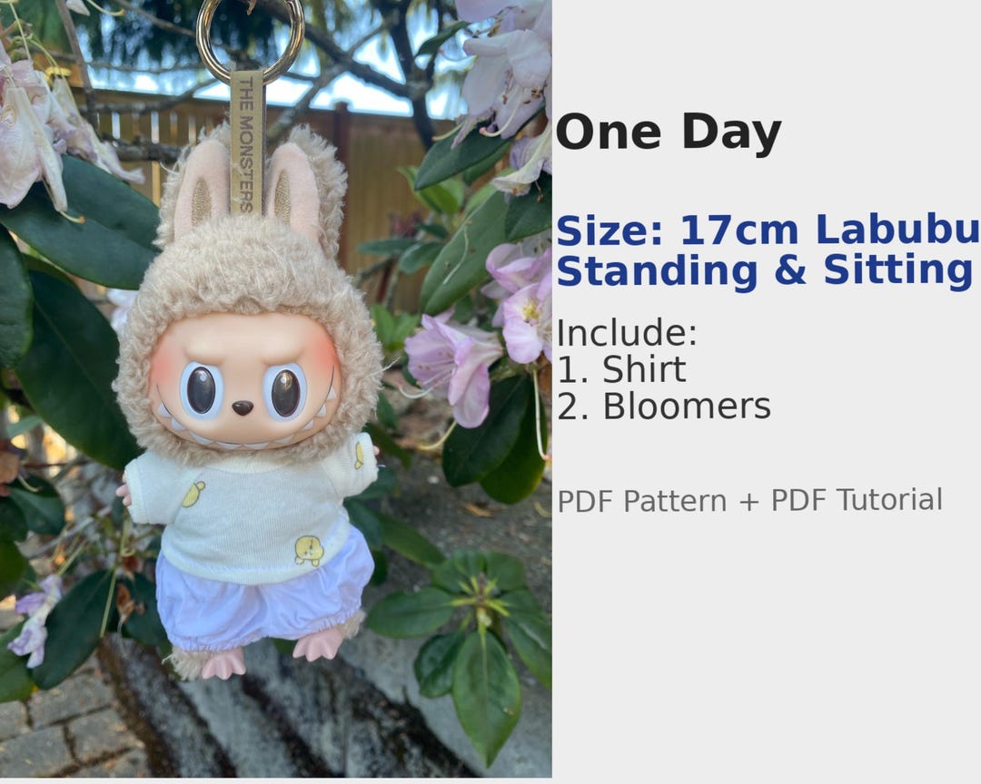 Labubu Clothes Pattern Standing & Sitting – 17cm Digital Sewing Pattern ...