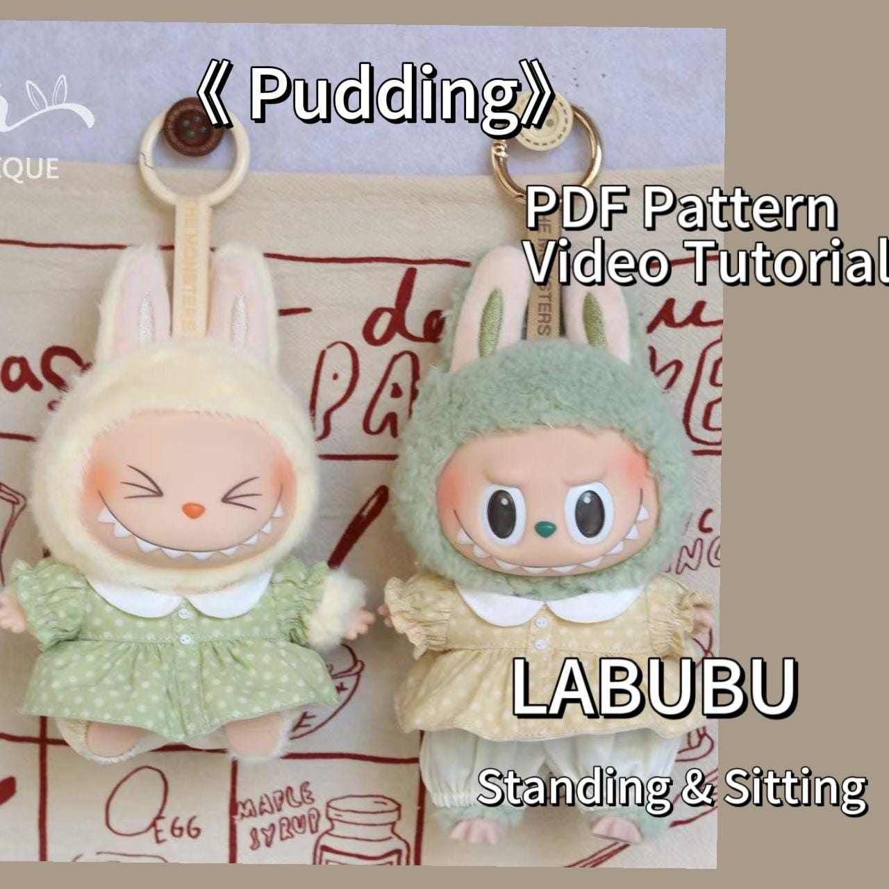 LABUBU STANDING & Sitting Macaron Doll Clothes Pattern- Pudding Dresses ...