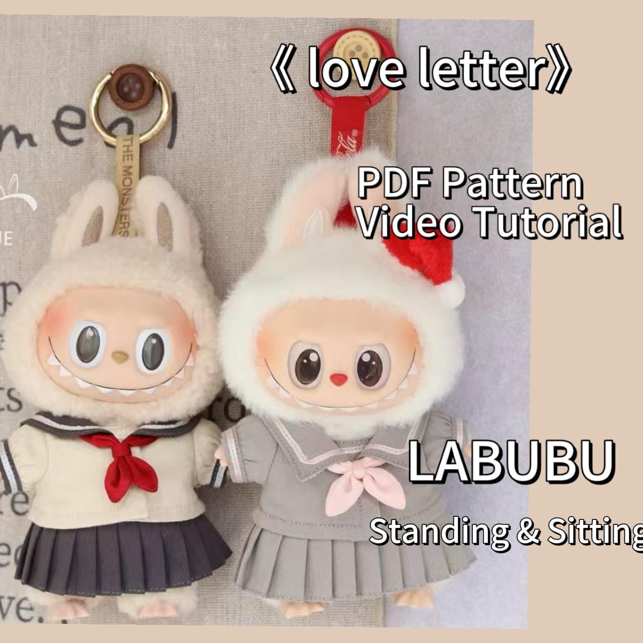 LABUBU STANDING & Sitting Macaron Doll Clothes Pattern- Love Letter-no ...