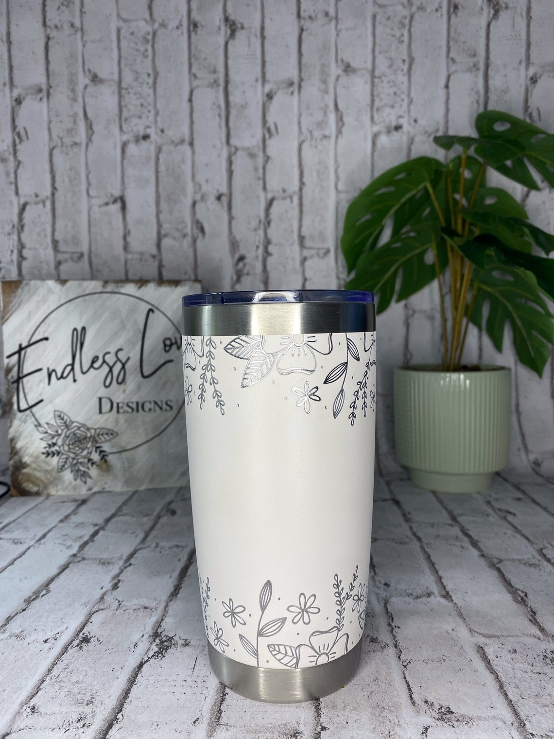 Hand Engraved Floral Tumbler | Engraved Tumbler | Stainless Steel ...