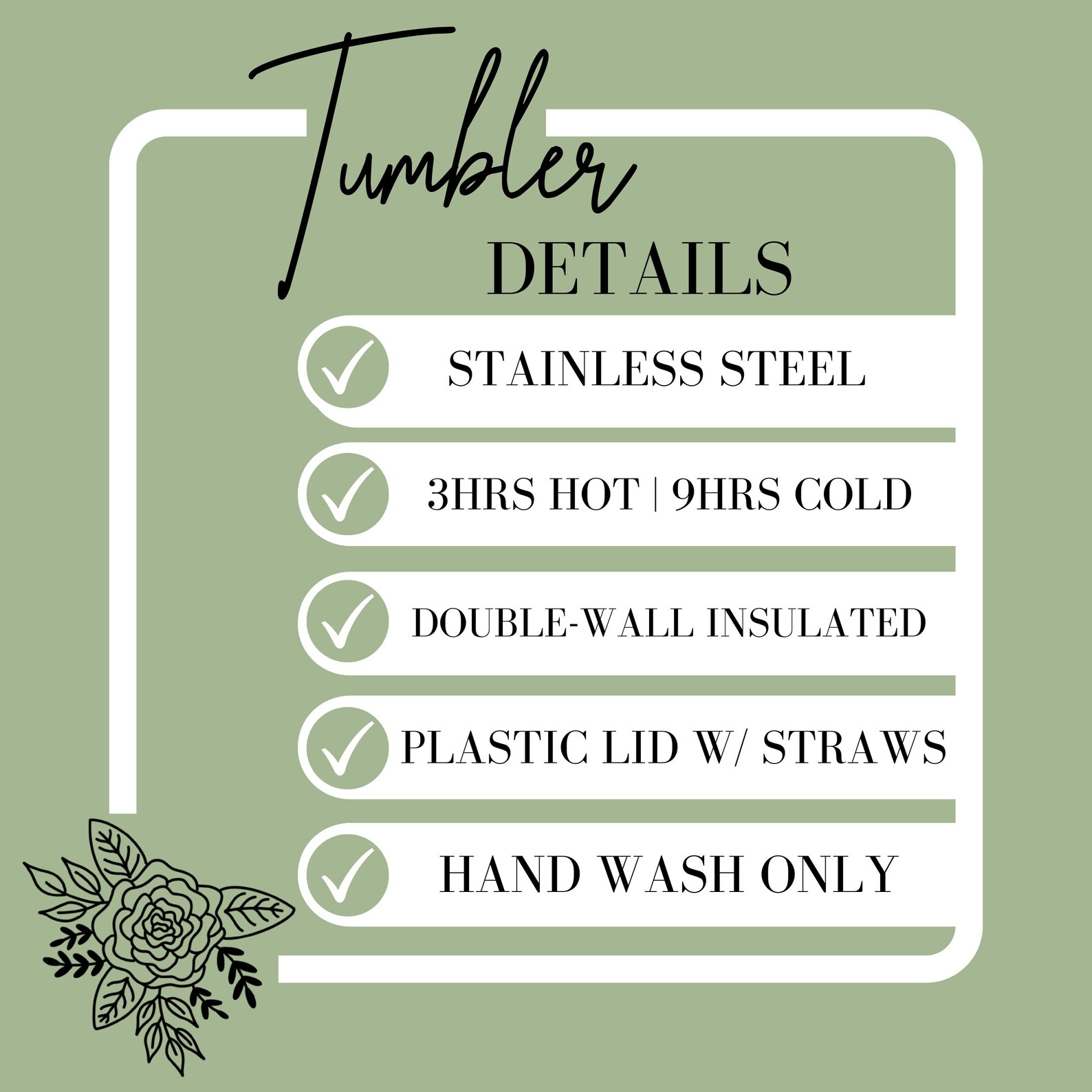 Hand Engraved Floral Tumbler | Engraved Tumbler | Stainless Steel ...