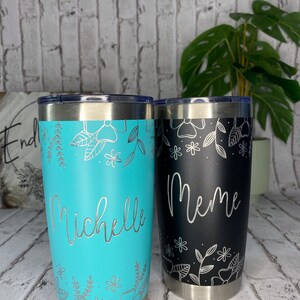 Hand Engraved Floral Tumbler | Engraved Tumbler | Stainless Steel ...