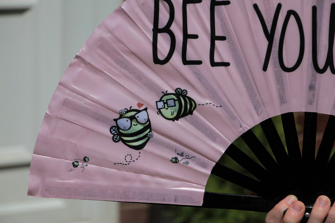 Hand Fan LARGE Bumble Bee UV Fabric Hand Made Rose Gold | Etsy