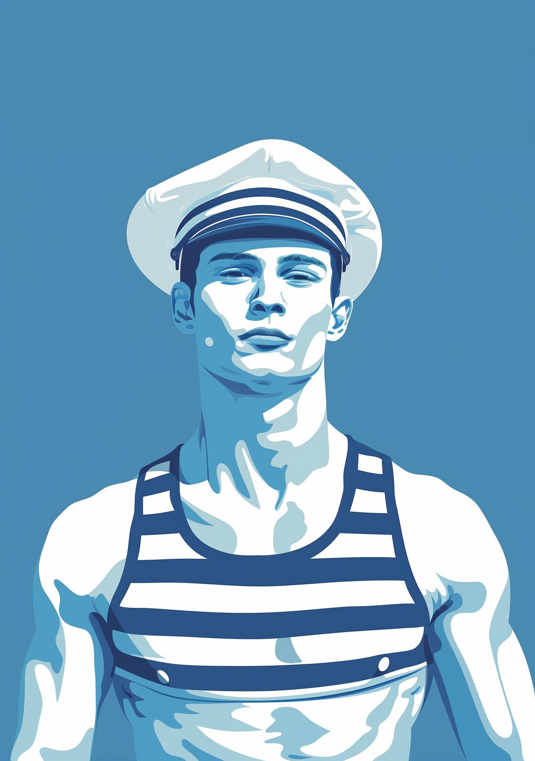 Le Male - Vintage French Sailor - Pink Male Print Fashion Artwork - A4 ...