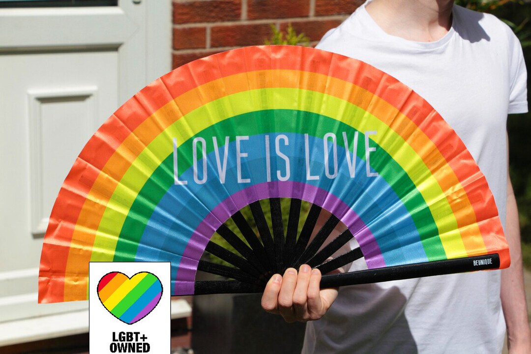 Clack Fan Pride Flag Fan Giant LGBTQ Rainbow Flag Fan High Quality ...