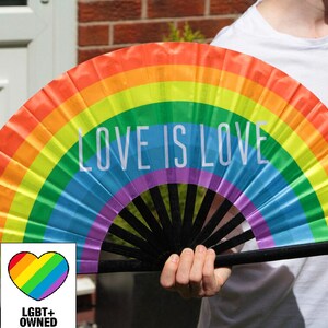 Clack Fan Pride Flag Fan - Giant LGBTQ+ Rainbow Flag Fan - High Quality ...