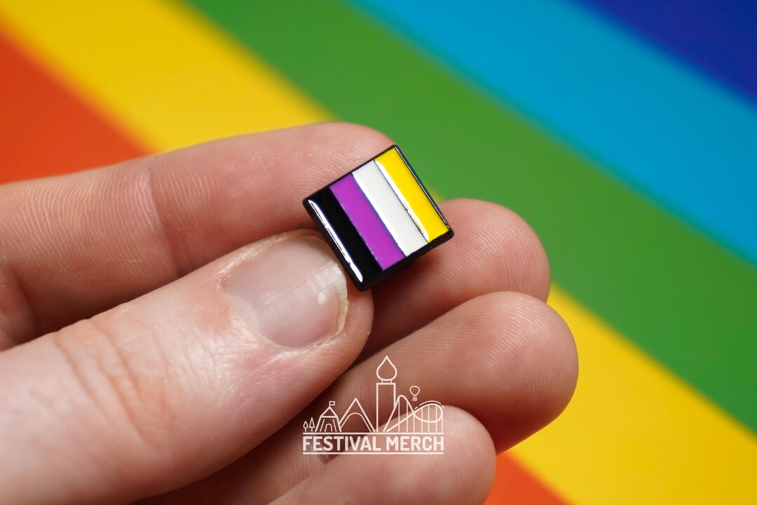 Non Binary Flag Pin | Enamel - LGBT Badge Stud Lesbian Gay Bisexual Transgender Queer - Rainbow ...