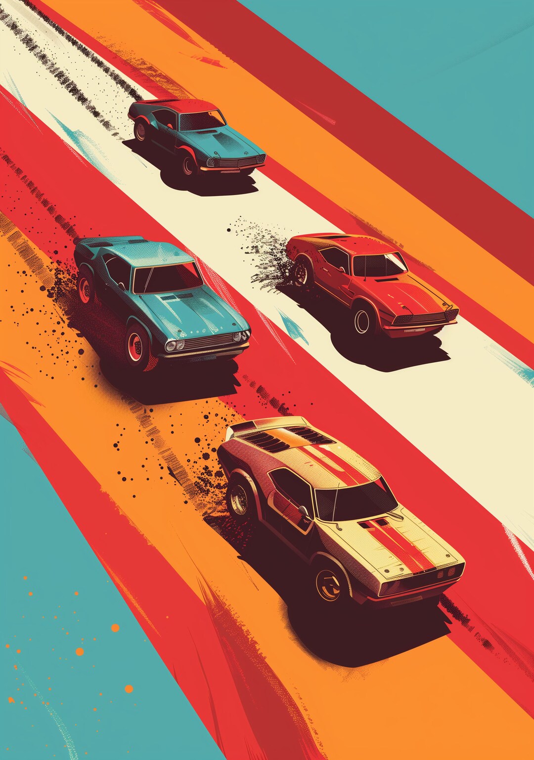 Muscle Car Rally Car Art Print Wall Art Motorsport Gift for Dad Car ...