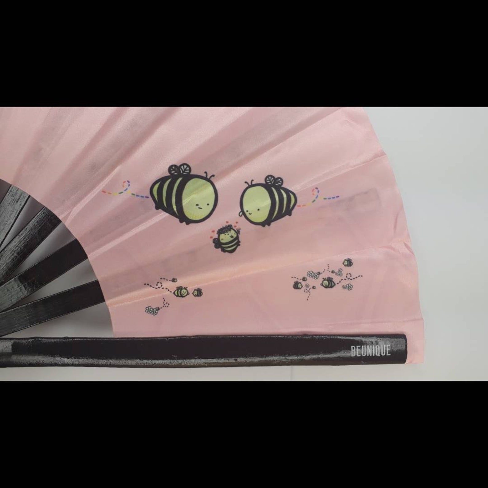 Hand Fan LARGE Bumble Bee UV Fabric Hand Made Rose Gold | Etsy