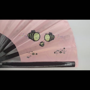 Hand Fan LARGE | Bumble Bee UV Fabric Hand Made - Rose Gold - Light ...