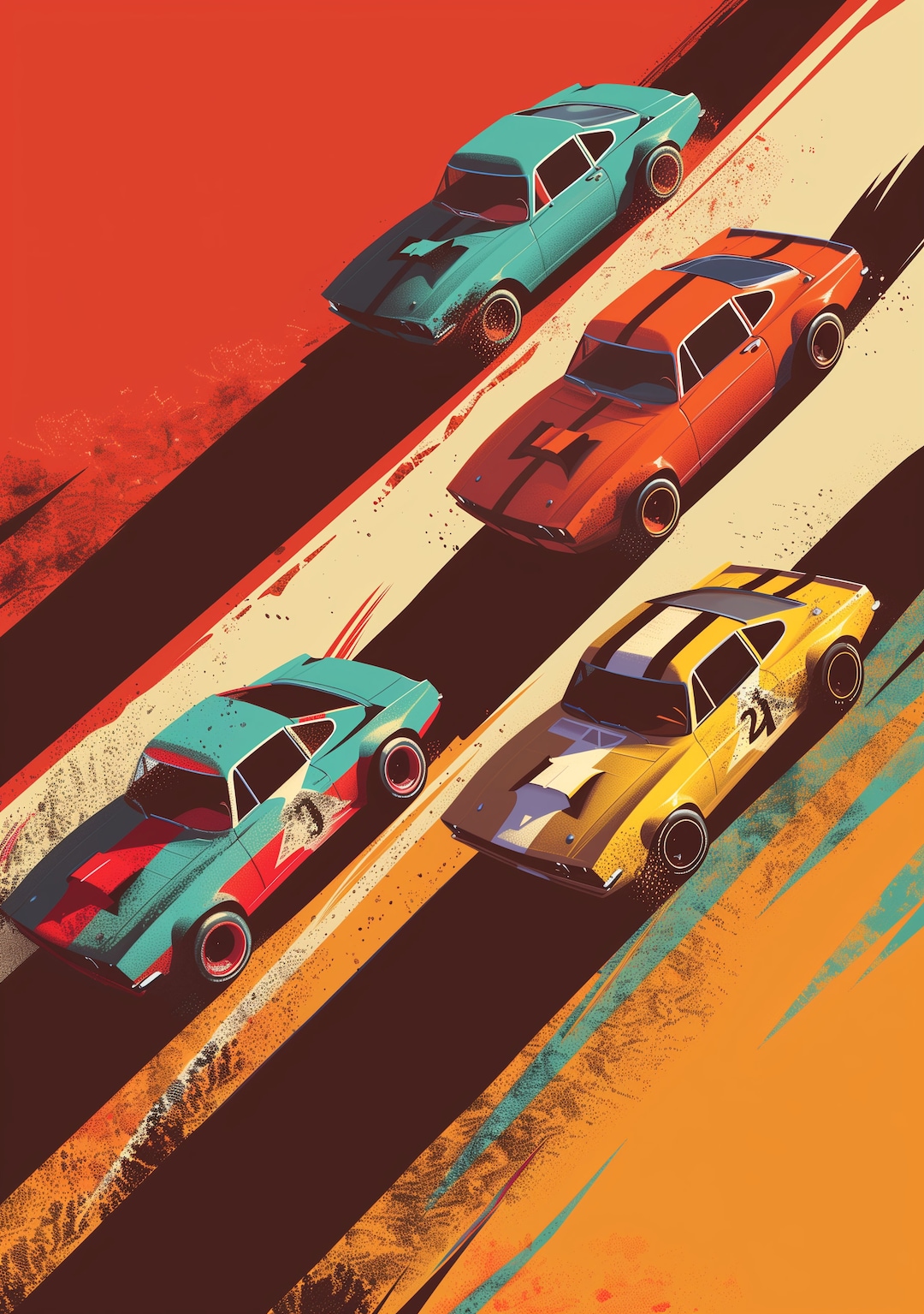 Muscle Car Rally Car Art Print Wall Art Motorsport Gift for Dad Car ...