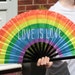 Clack Fan Pride Flag Fan - Giant LGBTQ+ Rainbow Flag Fan - High Quality ...