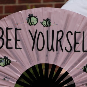 Hand Fan LARGE | Bumble Bee UV Fabric Hand Made - Rose Gold - Light ...