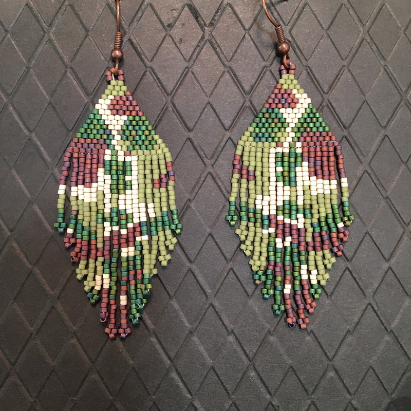 Camo Beaded Earrings - Etsy