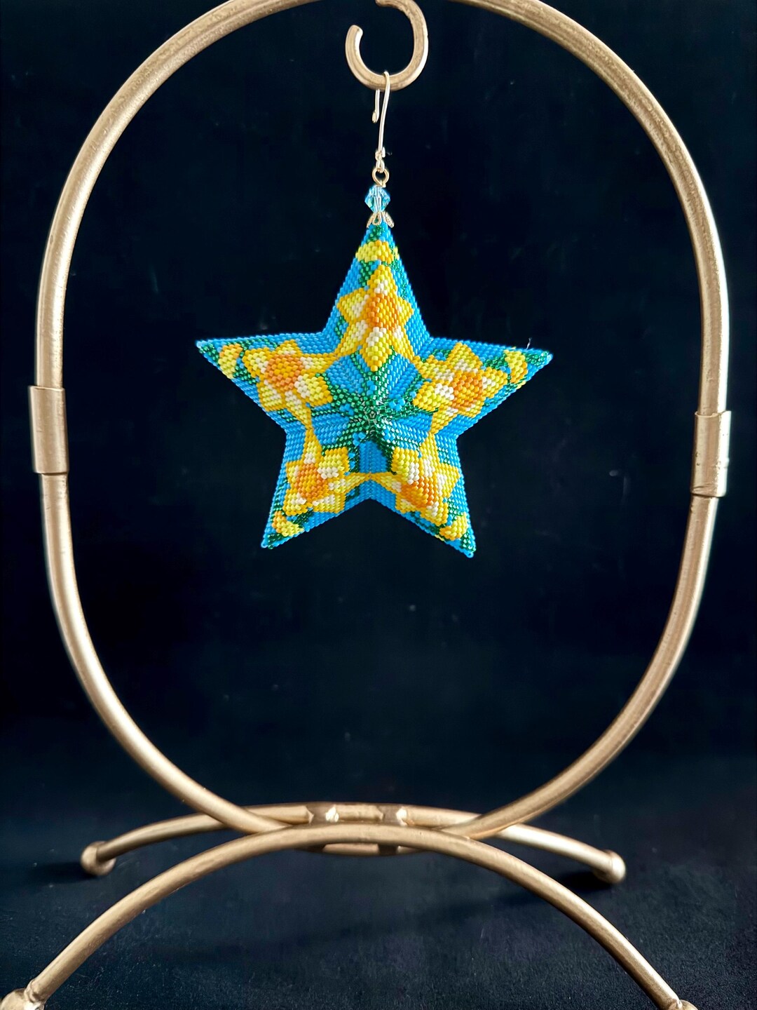 Daffodil Beaded Star Ornament, Spring Beaded Bauble, Beaded Star ...