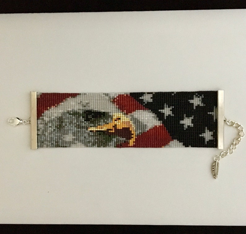 Eagle Loom Bracelet, American Eagle Flag Bracelet, Eagle Beaded ...