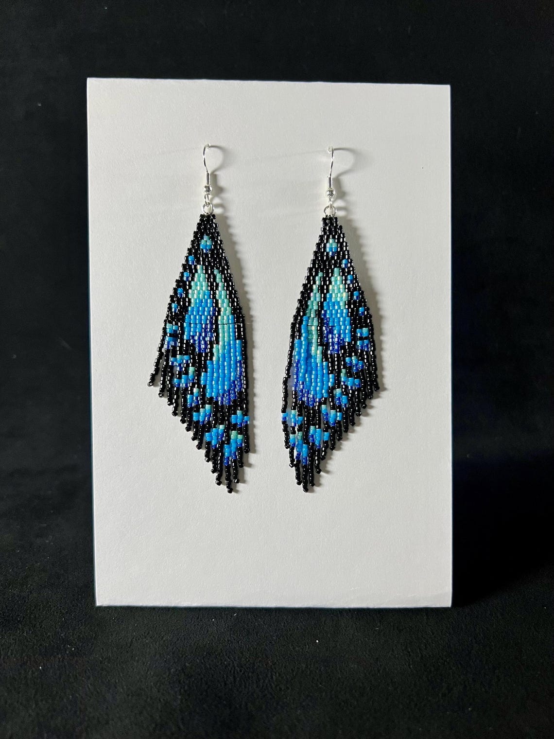 Blue Butterfly Wings Beaded Earrings, Butterfly Earrings, Southwestern ...