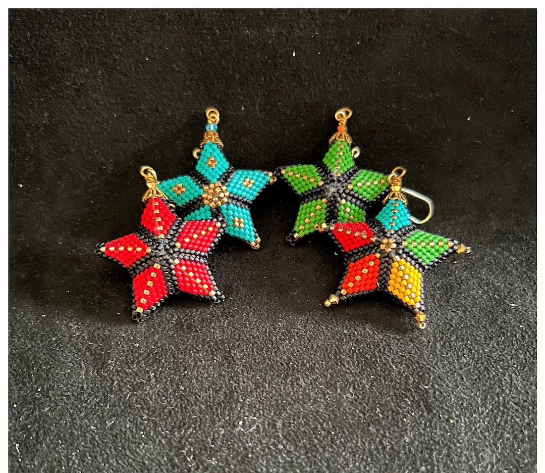 Beaded Christmas Star Ornament, Mini Christmas Star Ornament ...