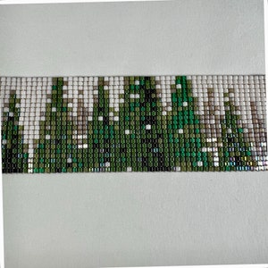 Winter Forest Beaded Bracelet, Christmas Trees Loom Beaded Bracelet ...