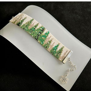 Winter Forest Beaded Bracelet, Christmas Trees Loom Beaded Bracelet ...