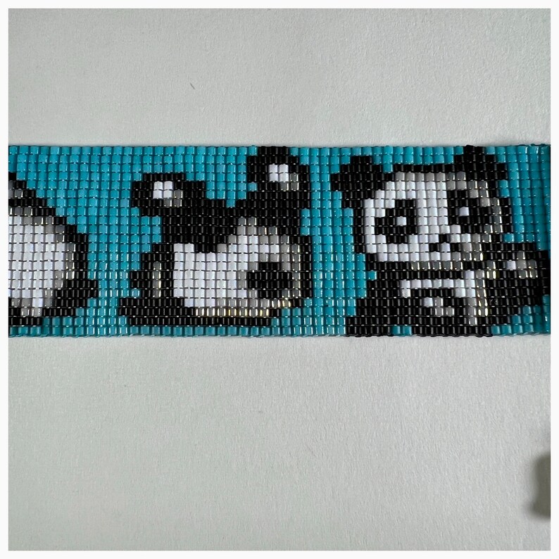 Playful Pandas Beaded Bracelet, Pandas Loom Beaded Bracelet, Winter ...