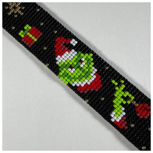 Grinch Bracelet, Christmas Grinch Beaded Bracelet, Grinch Loom Beaded ...