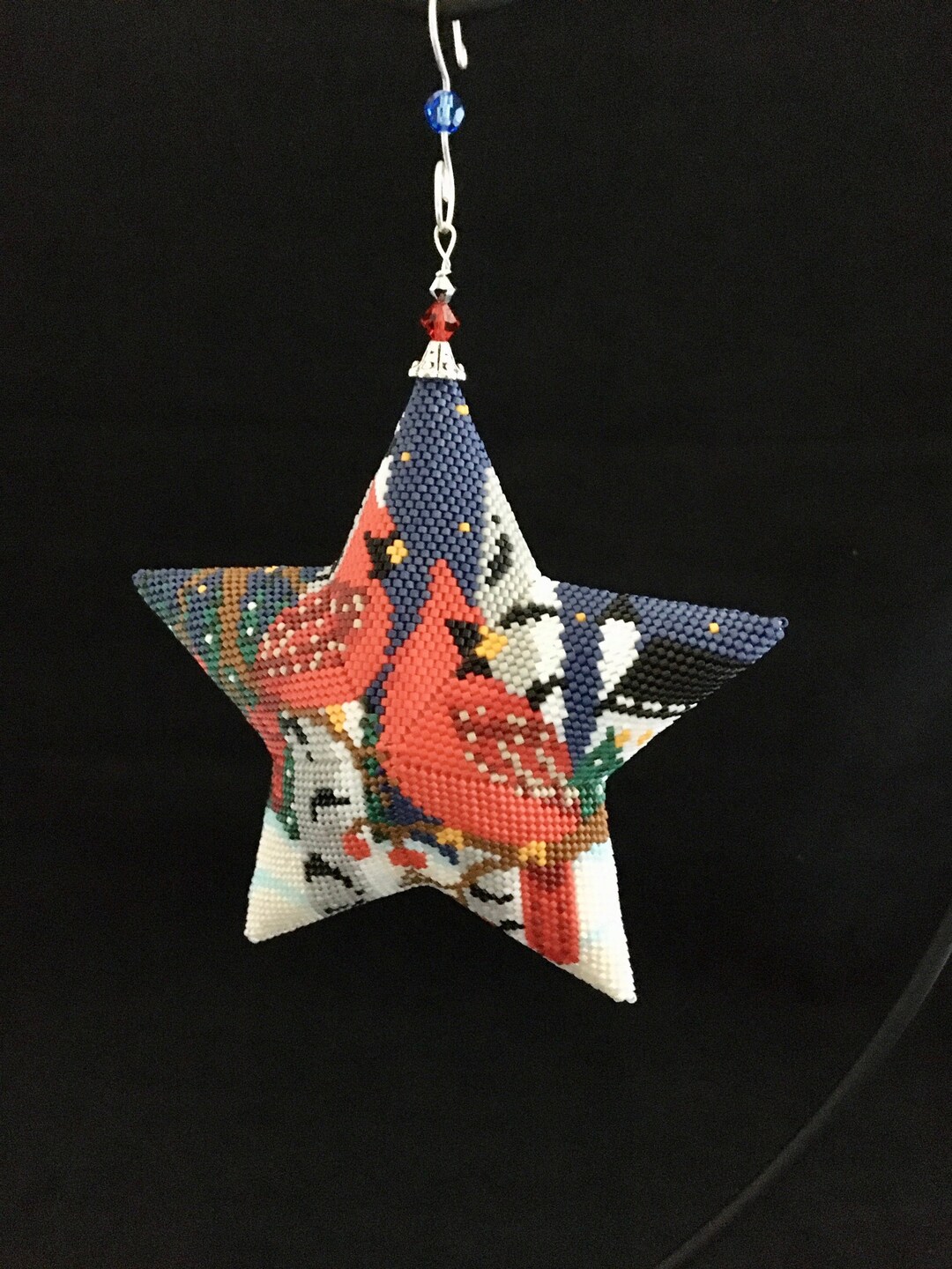 Cardinals Beaded Star Ornament, Cardinals Ornament, Cardinals Christmas ...