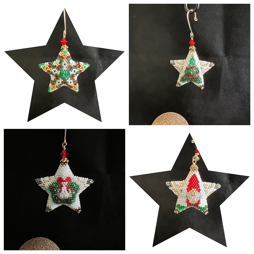 Beaded Christmas Star Ornament, Mini Christmas Star Ornament ...
