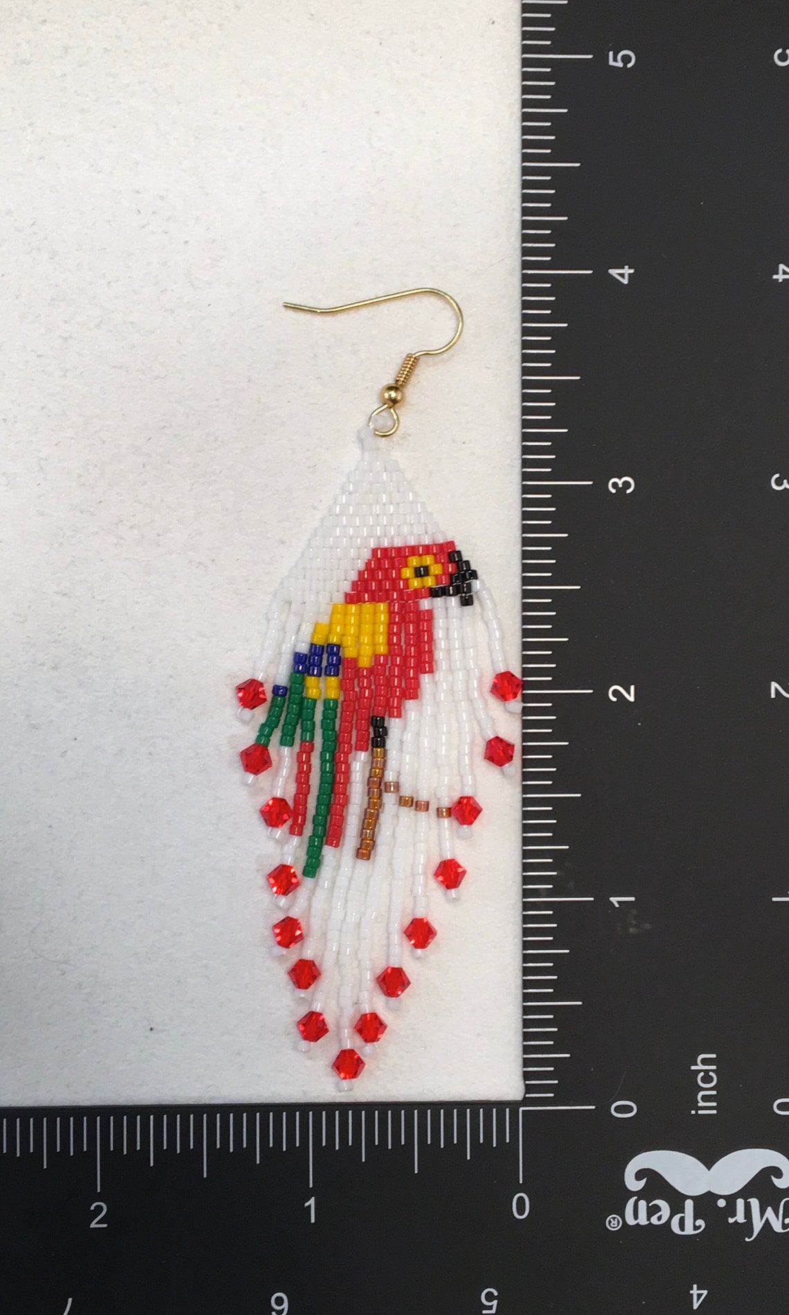 Parrot Fringe Dangle Earrings, Handcrafted Beaded Earrings, Fringed ...
