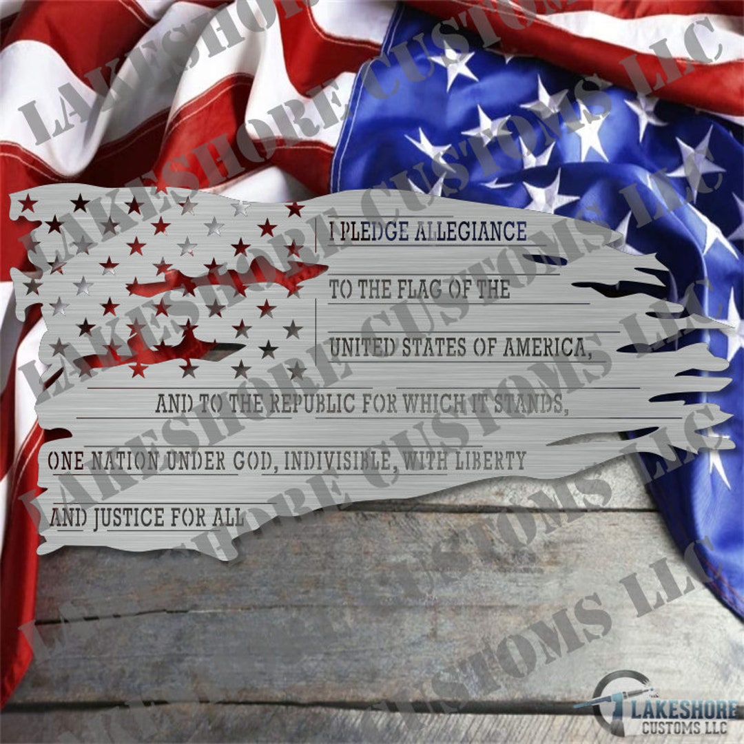 I Pledge Allegiance Tattered Flag- SVG File, DXF File, DWG File - Etsy