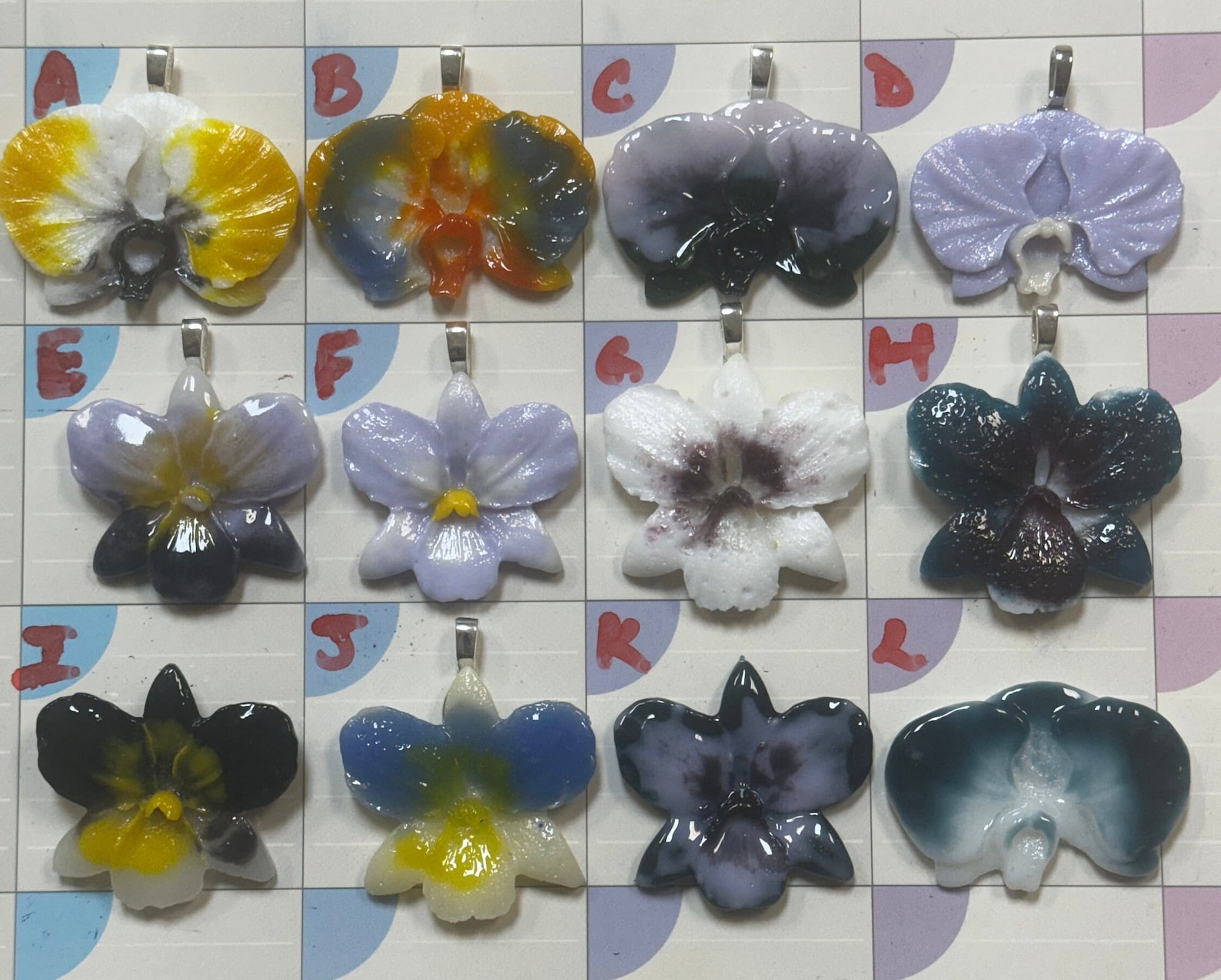 Fused Solid Glass Orchid Flower Pendant Floral Pendant Your Choice ...