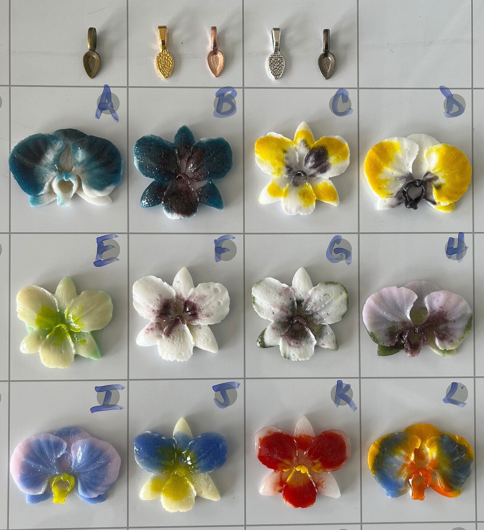Fused Solid Glass Orchid Flower Pendant Floral Pendant Your Choice of ...