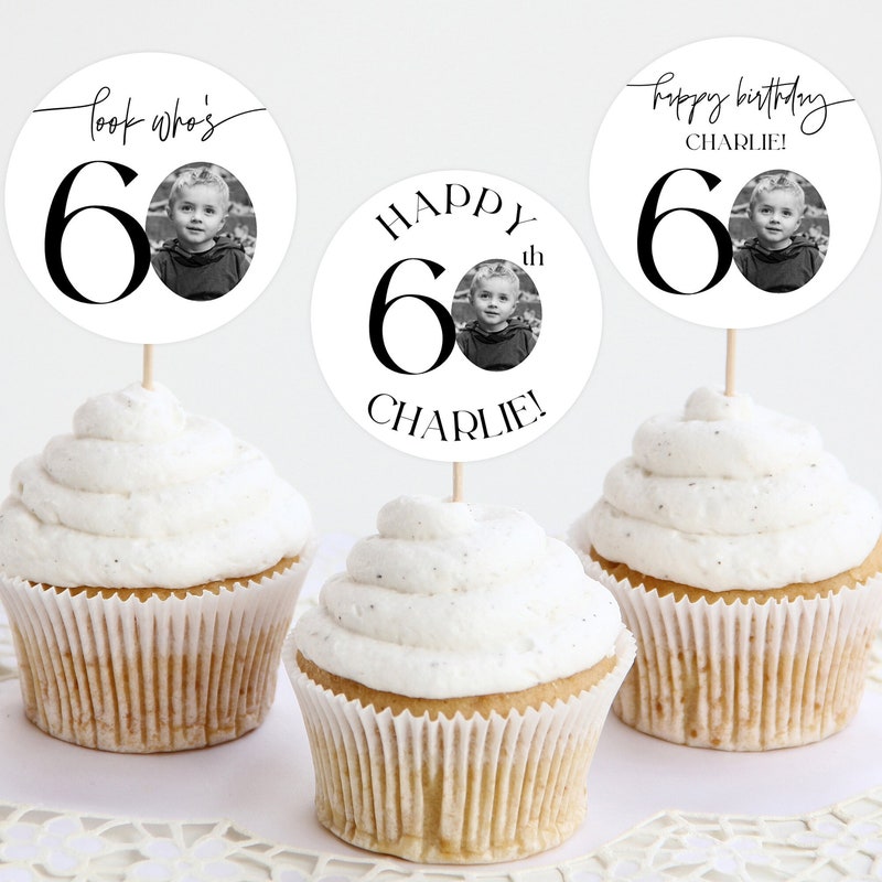 60th Cupcake Toppers - Etsy