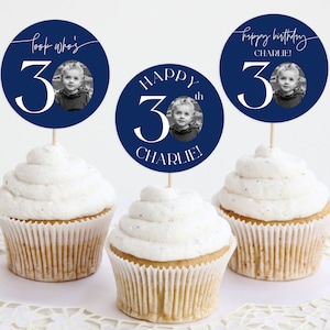 30th Birthday Cupcake Topper, Navy Blue Cupcake Toppers, Look Who's 30 ...