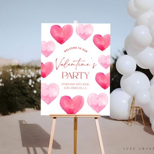 Valentines Welcome Sign Template, Hearts Welcome Sign, Valentine Party ...