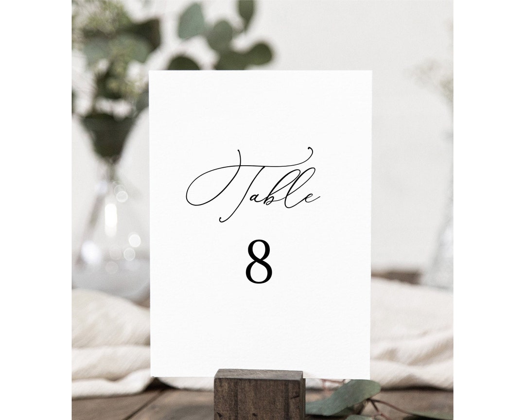 Plantilla de números de mesa imprimibles, números de mesa editables ...