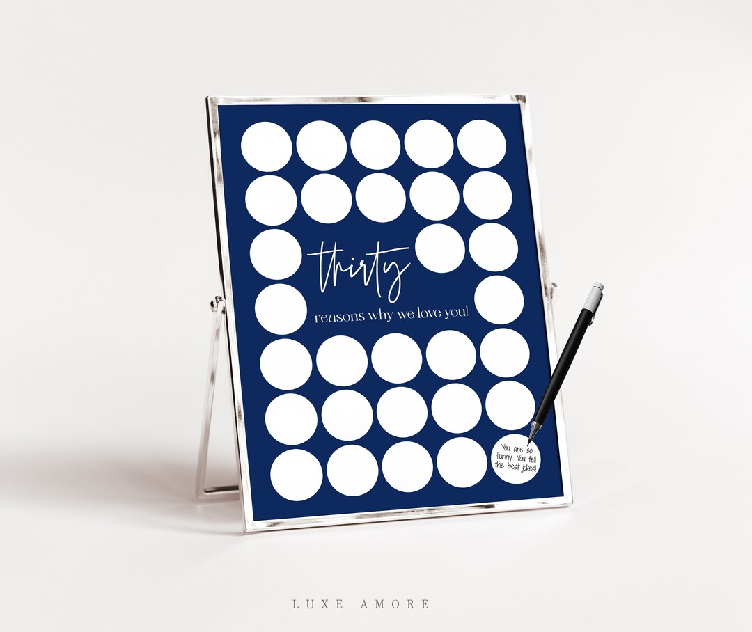 30 Reasons We Love You Printable, 30 Memories Birthday Sign, Mens 30th ...
