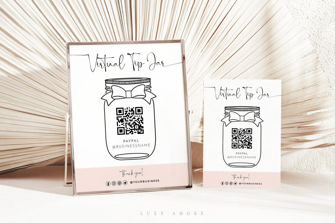 Virtual Tip Jar Printable Sign, Tip Your Bartender, Venmo Payment Sign ...