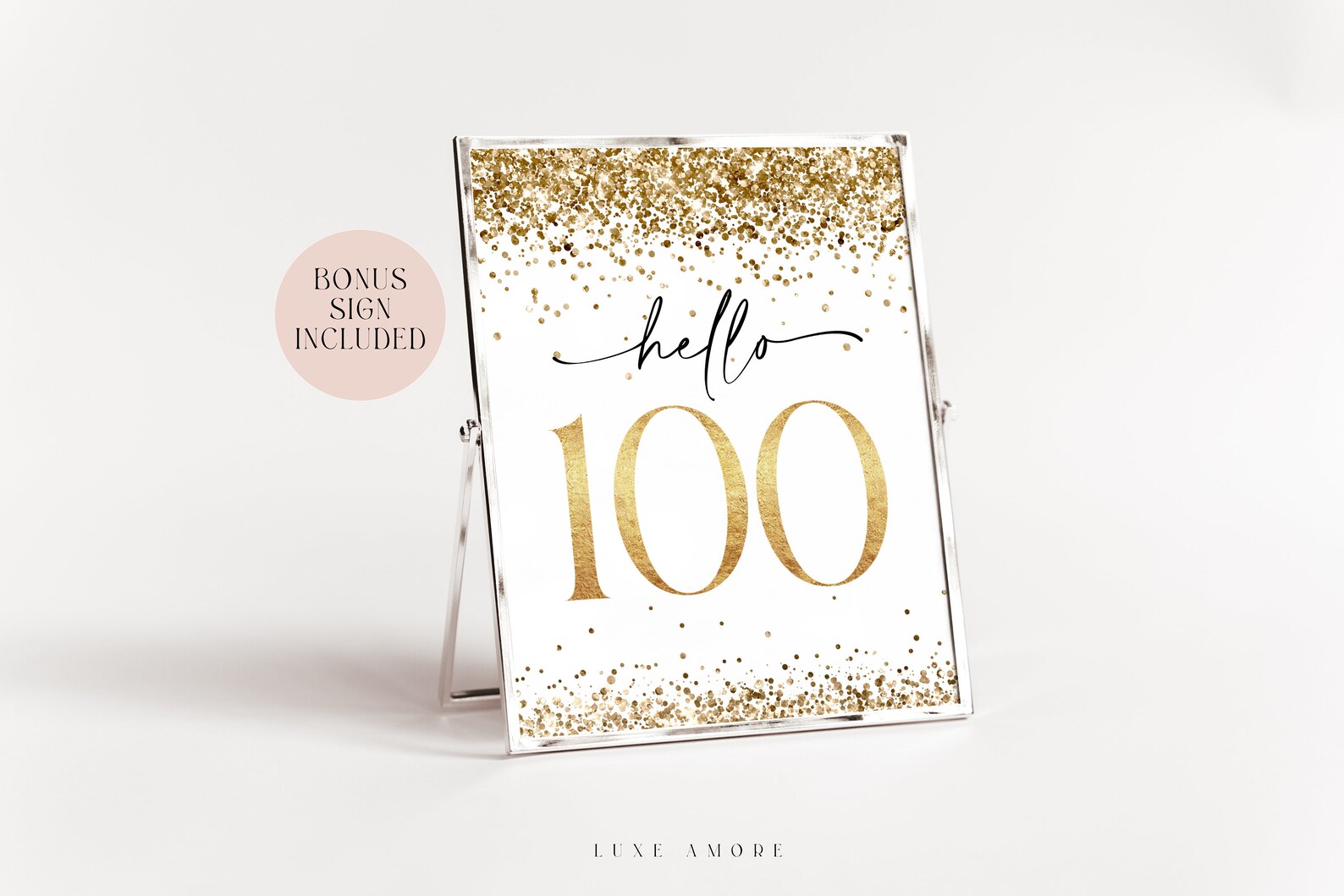 Gold 100th Birthday Decorations, 100th Birthday Signs, Editable ...