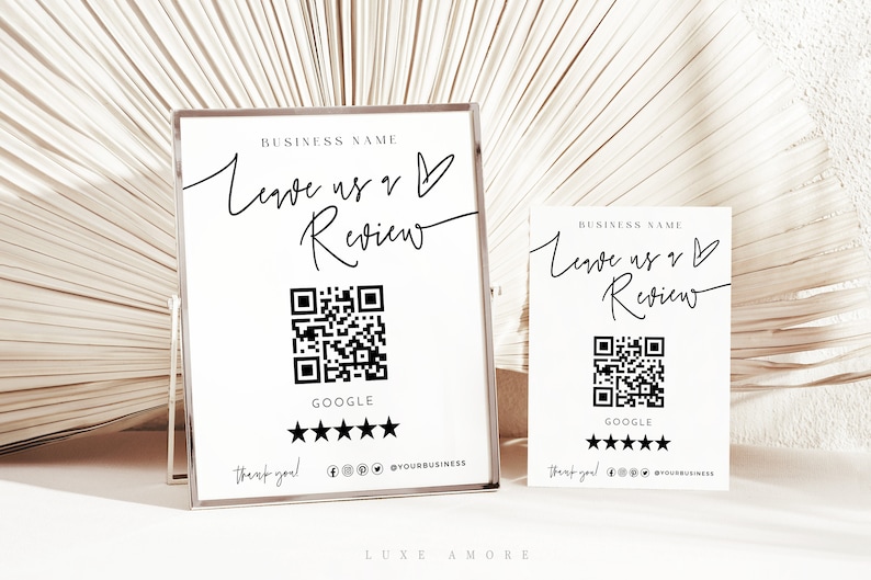Business Review Sign Review QR Code Sign Template Facebook - Etsy