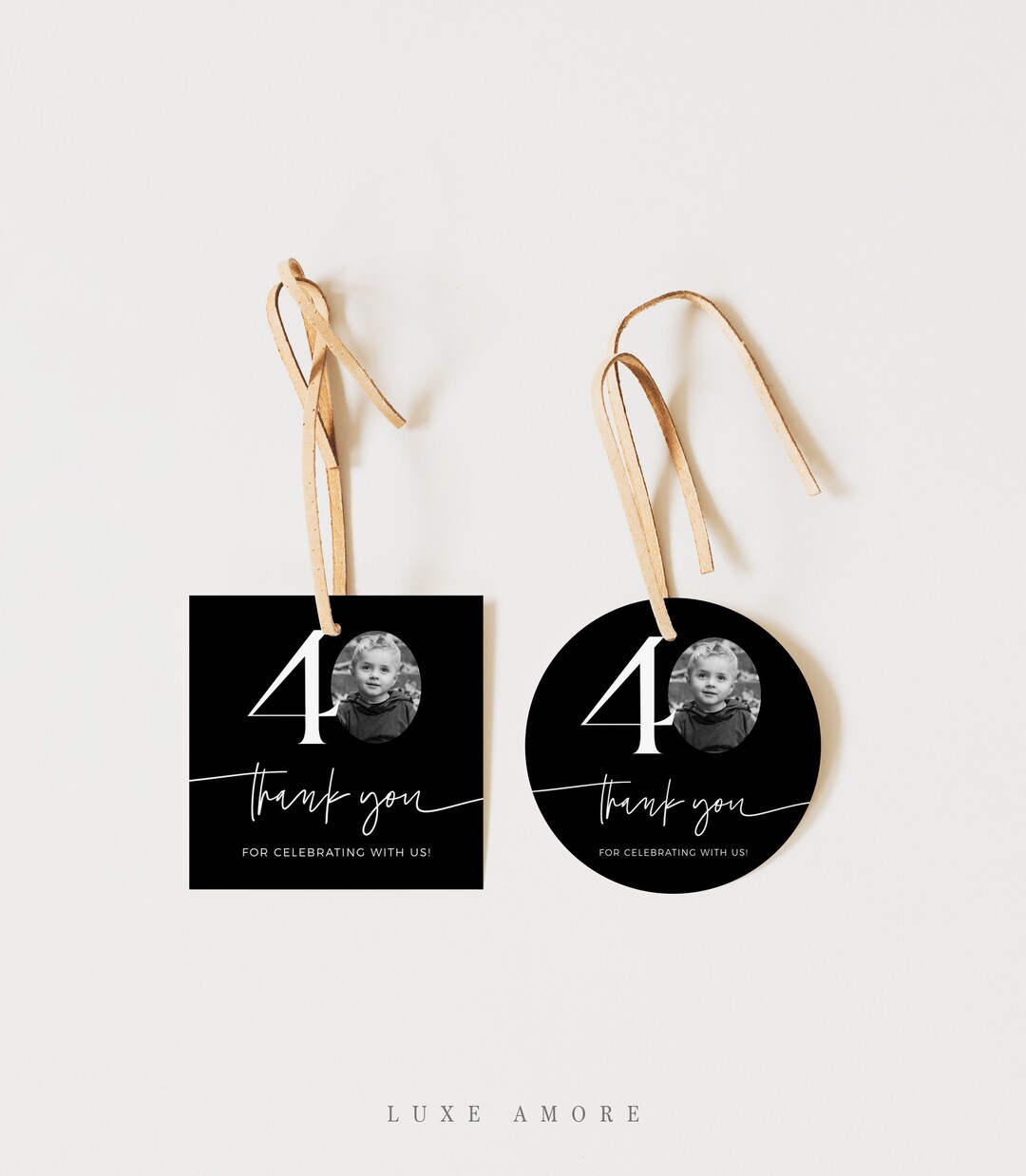 40th Birthday Favor Tags, 40th Thank You Tags, Look Who's 40, Black ...