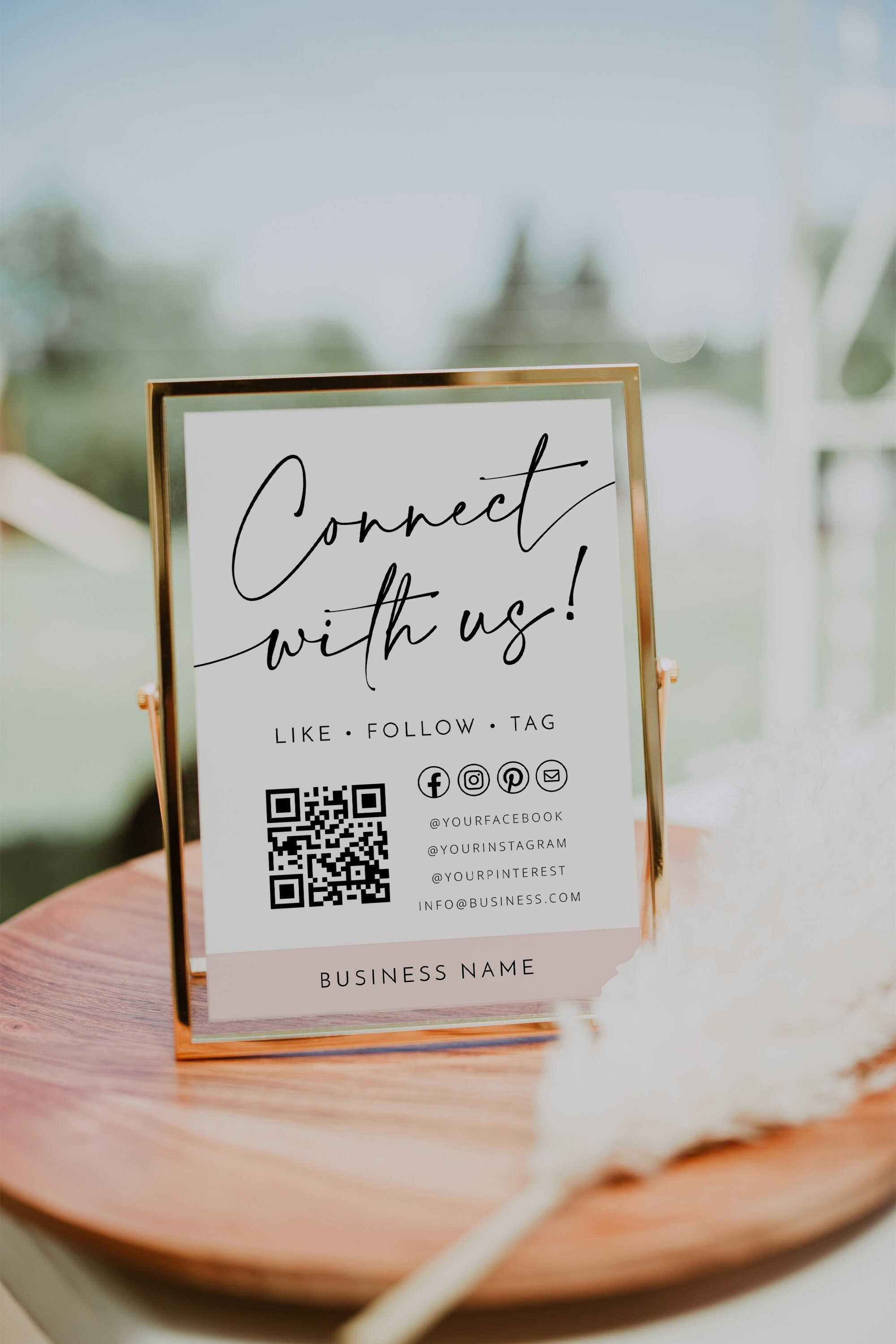 Social Media Sign Template Small Business Sign Connect With - Etsy