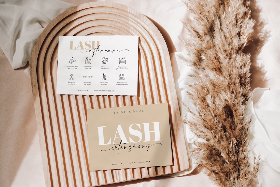 Lash Care Card Template, Lash Extensions Card, Editable Eyelash ...