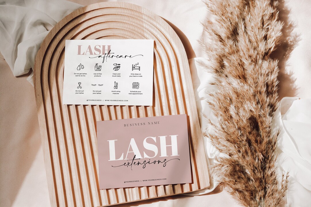 Pink Lash Care Template, Lash Extensions Card, Editable Eyelash Care ...
