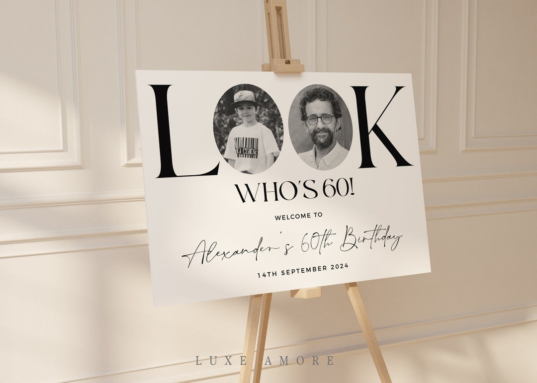 Photo 60th Birthday Welcome Sign, Look Who's 60, Male Birthday Welcome ...