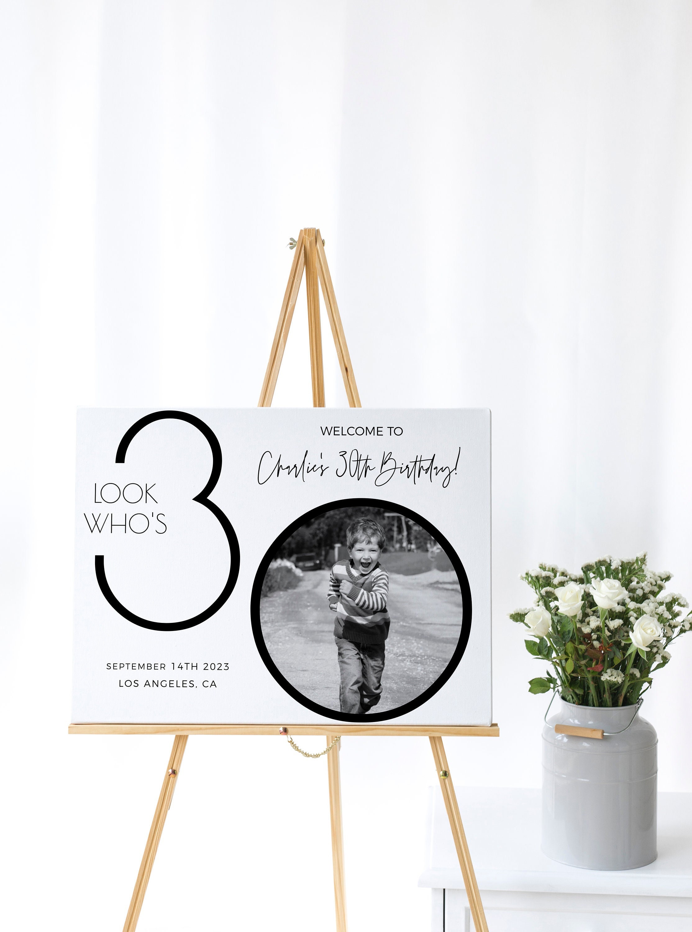 Male 30th Birthday Welcome Sign, Photo Birthday Welcome Template, Look ...